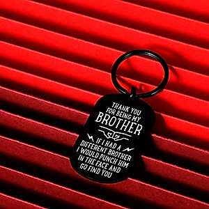 Brother Gifts Keychain for Brother from Sister Brother Funny Tank You Gift for Birthday Christmas Valentines Day Siblings Day Graduation for Big Little Brother Men Boys Stepbrother Brother in Law Cousin