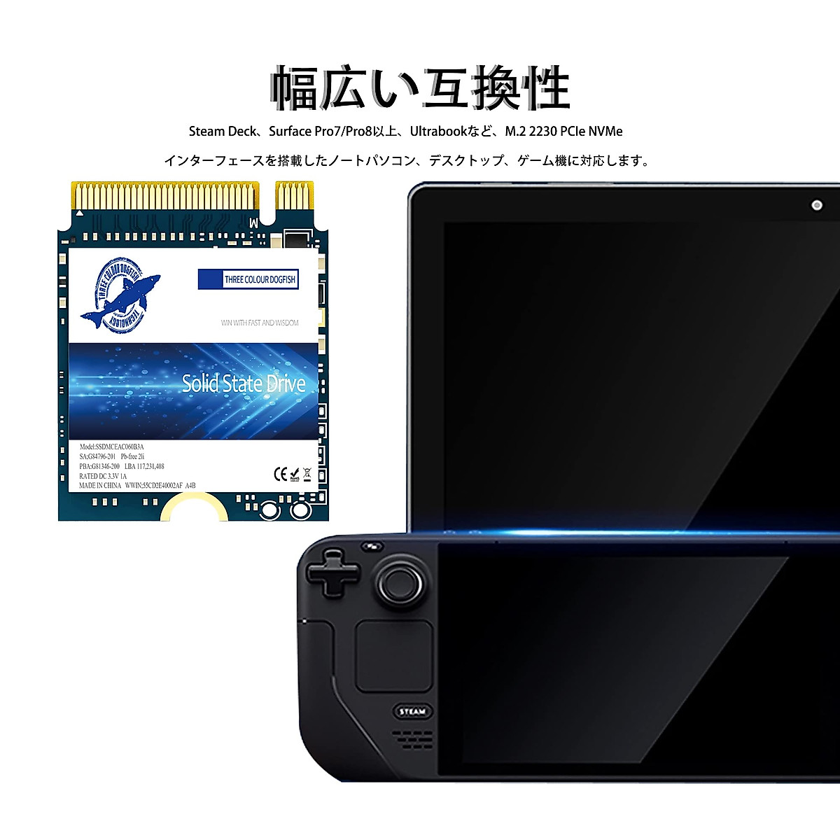 Dogfish M.2 2230 SSD 1TB NVMe PCIe Gen 3.0x4 Internal Solid State Drive Compatible with Steam Deck/Microsoft Surface/Laptop/Desktop(M.2 2230 PCIe 3.0,1TB)