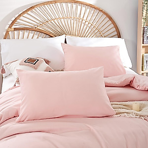 weigelia Blush Pink Comforter Set Twin Boho Pink Twin Comforter with 1 Pillowcases - Soft Lightweight Cozy Bedding Set for All Season - Beige Comforter Twin Size for Women Teens Kids