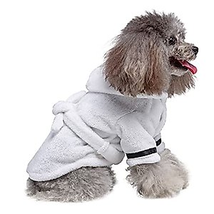 TTBDWiian Dog Close Medium Hotel Nightgown Bathrobe Dog Pajamas Clothes Bath Bathrobe Towel Pet Pet Cat Pet Clothes (White, Small)