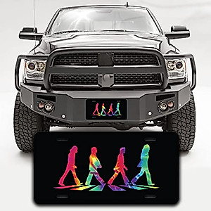 Beatles Abbey Road Crosswalk Space Band Vinyl Album Record Iconic Abbey Road Crosswalk Merchandise Memorabilia UV Full Color License Plate Aluminum UV011 (Tiedye Black)