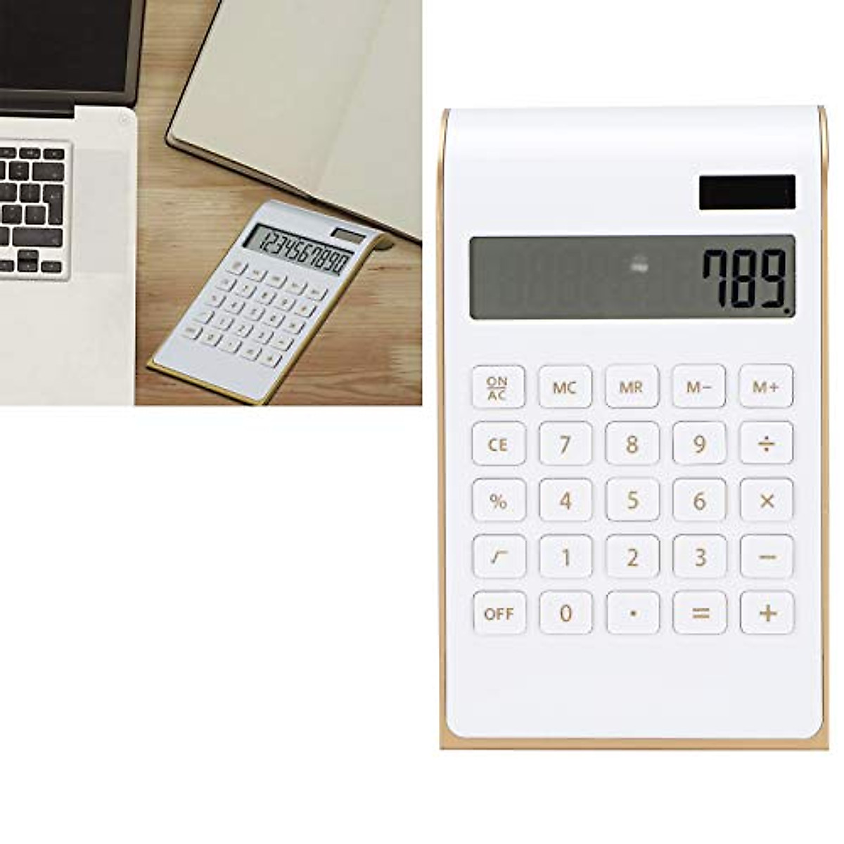 Business Calculator, Ultra Thin Solar Power Calculator Big Button Design Office Calculator Office Supplies Various Financial calculations for Financial Officer(White)