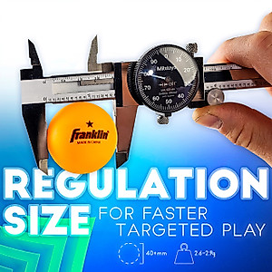 Franklin Sports Ping Pong Balls - Official Size + Weight Orange 40mm Table Tennis Balls - One Star Professional Ping Pong Balls - Durable High Performance Ping Pong Balls - Orange - 6 Pack