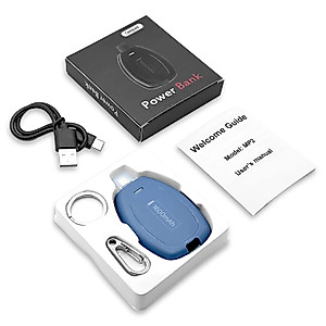 HUAENG USB C Keychain Portable Charger, 1600mAh Mini Type-C Power Emergency Pod Ultra-Compact External Battery Pack Power Bank for Samsung Andriod Key Ring Cell Phone Charger-Blue