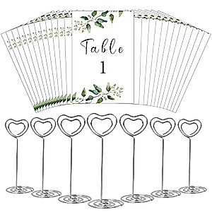 Ayfjovs 26 Pieces Wedding Table Numbers Holders with Cards(1-25 + Head Table) Double Sided Table Numbers for Wedding Reception, Baby Shower, Bridal Party 4x6 Inch
