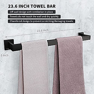 Towel Bar Set, Feeloco 5-Piece Bathroom Hardware Set - 24 Inch Bathroom Towel Rack for Hanging Towels and Bath Towels