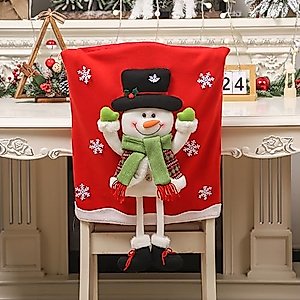 Christmas Chair Covers -Christmas Chair Back Decoration Cover, ?? Santa Claus Snowman Reindeer Xmas Dinner Chairs Cover, Chair Slipcover Christmas Table Decoration, Christmas Props Xmas Decor #B