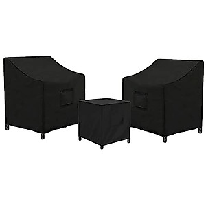 SIRUITON 3 Piece Outdoor Veranda Patio Garden Furniture Cover Set with 420D Durable and Water Resistant Fabric,Fit for Outdoor Wicker Patio Furniture Sets/Rattan Chair Conversation Sets-Balck