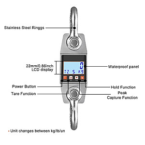 Hyindoor Digital Hanging Scale 3000kg/6000lb Industrial Heavy Duty Smart High Accuracy Electronic Crane Scale