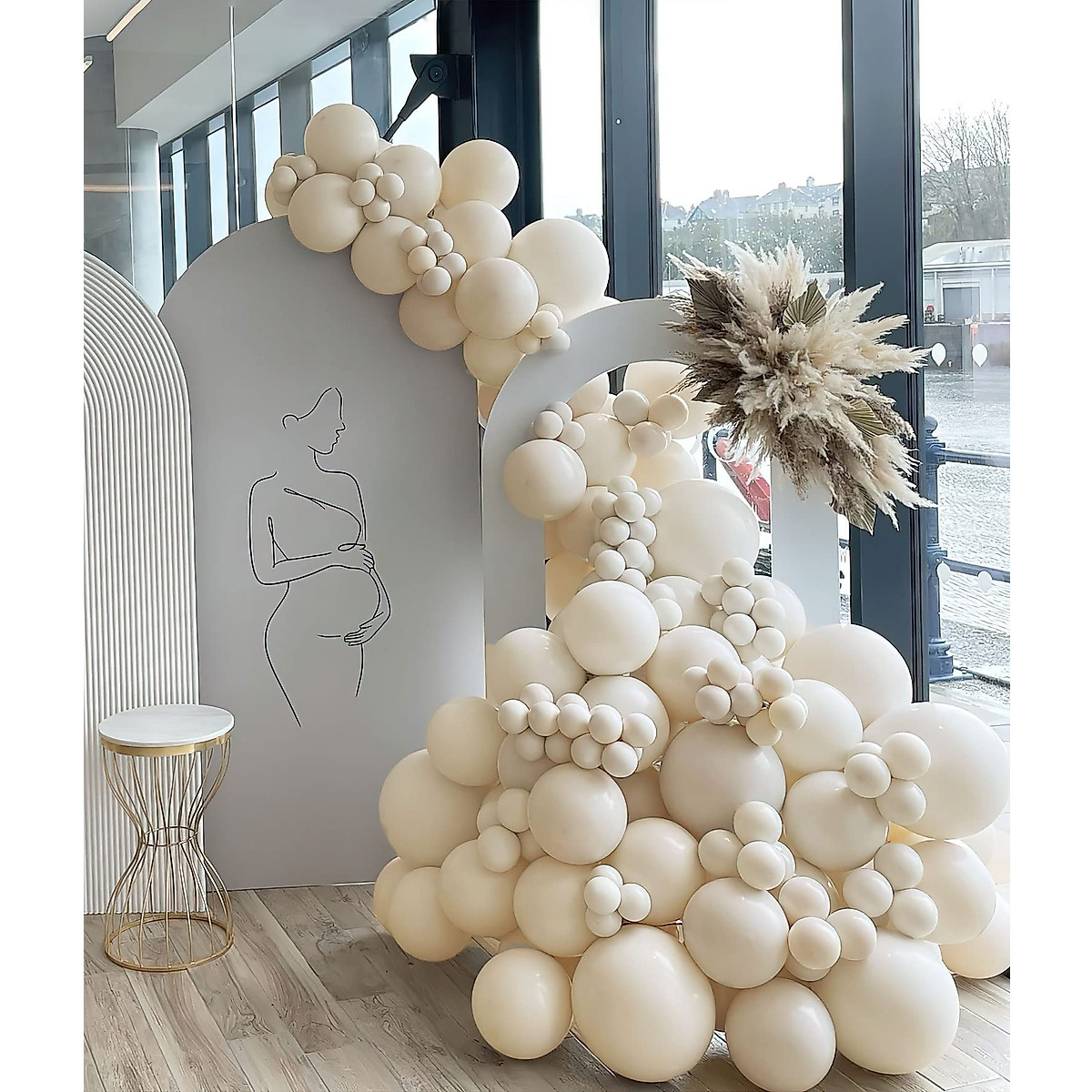 Kozee Double-Stuffed white sand Balloons Different sizes 63 PACK 18+12+10+5 inch beige Balloon Garland kit For Wedding Birthday baby shower anniversary decorations