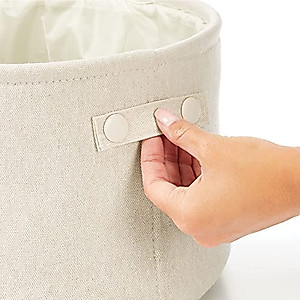 mDesign Soft Cotton Fabric Bathroom Storage Bin with Handles - Organizer for Towels, Toilet Paper Rolls - for Closets, Cabinets, Shelves - Textured Weave - Cream/Beige
