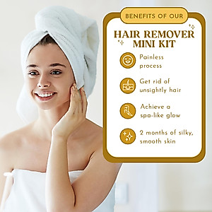 MOOM - Facial Sugaring Wax Travel Kit, Hair Removal for Chin, Eyebrows & Upper Lip - Made with Aloe Vera & Tea Tree Oil - Includes 1.6oz Jar, 6 Reusable Fabric Strips & 2 Wax Applicator Sticks