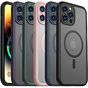 ImpactStrong Magnetic Guard Designed for iPhone 14 Pro Max Case [Camera Protection] [Military Grade Drop Tested] [Compatible with MagSafe] Slim Translucent Matte Phone Case (6.7") - Navy Blue