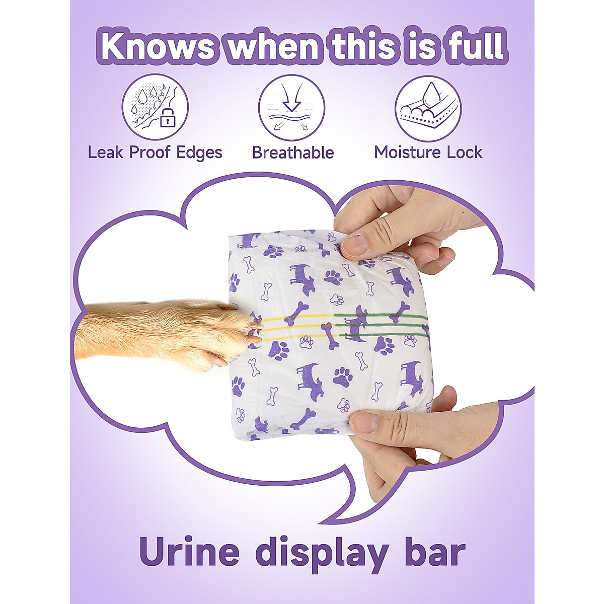 MICOOYO Disposable Dog Diapers Female, Doggie Diapers for Dogs Female, Super Absorbent Pet Diapers Foam Tail Hole Female Dog Diapers for Heat, Comfortable Puppy Diapers (Small Plus, 50Count)