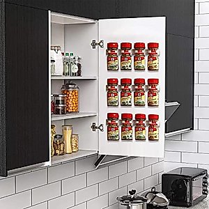 Plastic Kitchen Spice Rack Organizer 20 Spice Gripper Clip Strips Cabinet Door for Spice Containers - 4 Strips, Holds 20 Jars