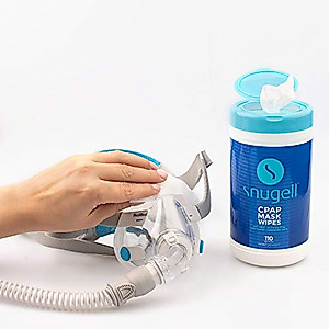 CPAP Mask Wipes by Snugell | 330 Count | Unscented | 100% Soft Cotton | Lint & Alcohol Free | Skin Safe with Aloe Vera | Easy Opening Canister | Clean CPAP Mask, Tube & Devices (3)