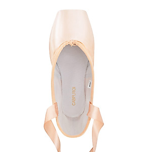 CABPLROI Women's Ballerina Shoes Professional Ballet Dance Satin Pointe Shoes for Girls with Bag and Toe Pads (Pink, Adult, Numeric_7)