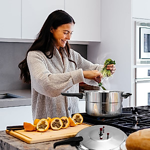 BreeRainz 5.3 Quart Pressure Cooker, 10 PSI Induction Compatible Pressure Canner w/Honeycomb Stainless Steel Clad Base for Fast & Even Heating, Canning Rack Included