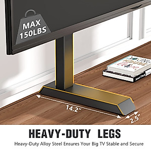 TVON Universal TV Stand Base for 55-90 Inch Flat/Curved TVs, Table Top TV Stand with 4 Level Height Adjustment and Heavy Duty Base, Holds up to 150 lbs