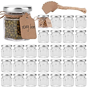 Accguan 30 Pcs 1.5 oz Glass Jars with Silver Lids, Mini Mason Jars for Gifts, Crafts, Wedding, Spice, ExtraTags String