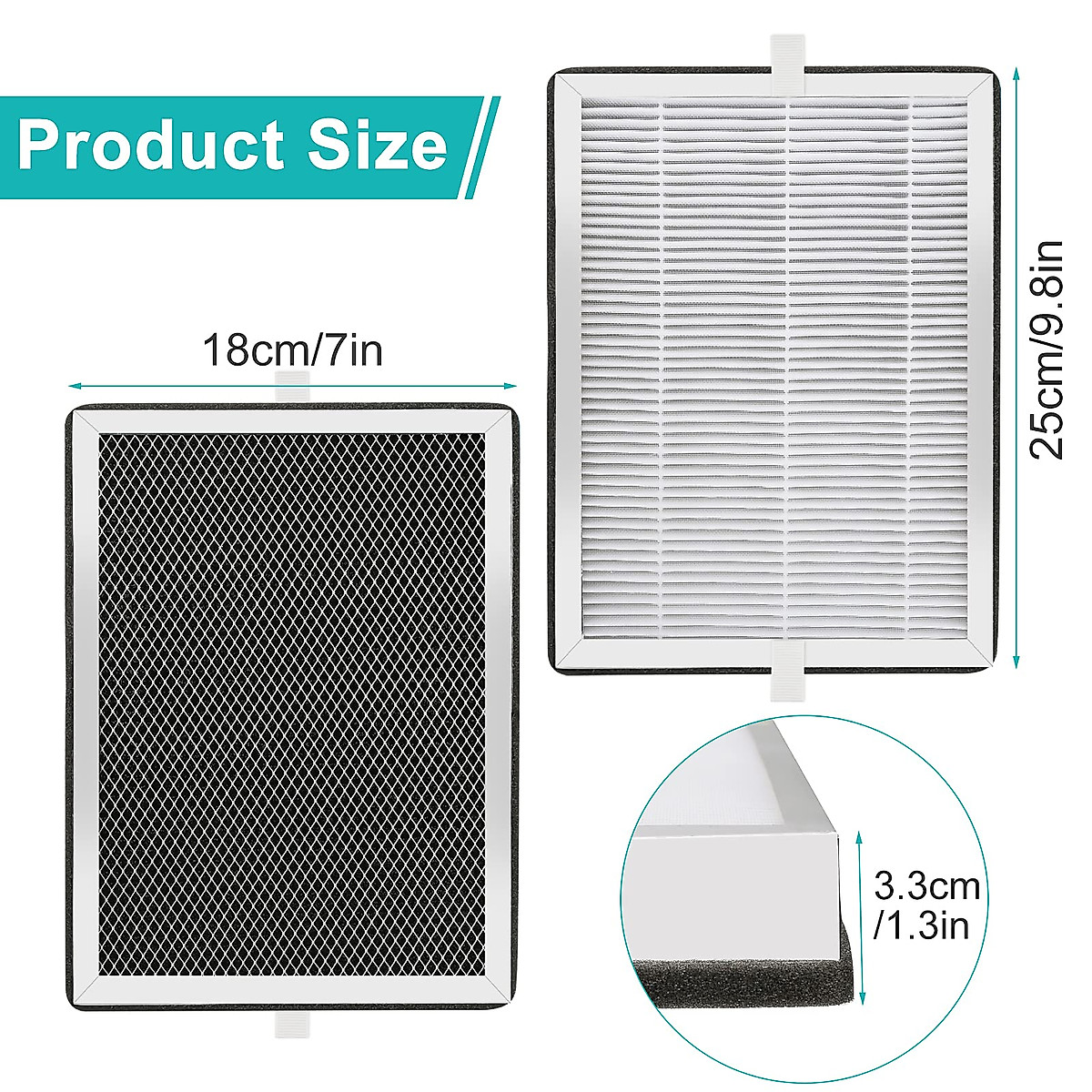 Yweller MA-25 H13 True HEPA Replacement Filter Compatible with MA-25-W1 MA-25-W2 MA-25-B1 MA-25-B2 MA-25-S1 MA-25-S2 MA-25R MA-25R-1 MA-25R-2 4Pack