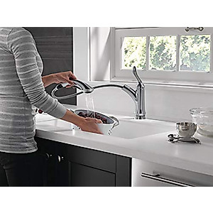 Delta Faucet Linden Single-Handle Kitchen Sink Faucet with Pull Out Sprayer, Arctic Stainless 4353-AR-DST