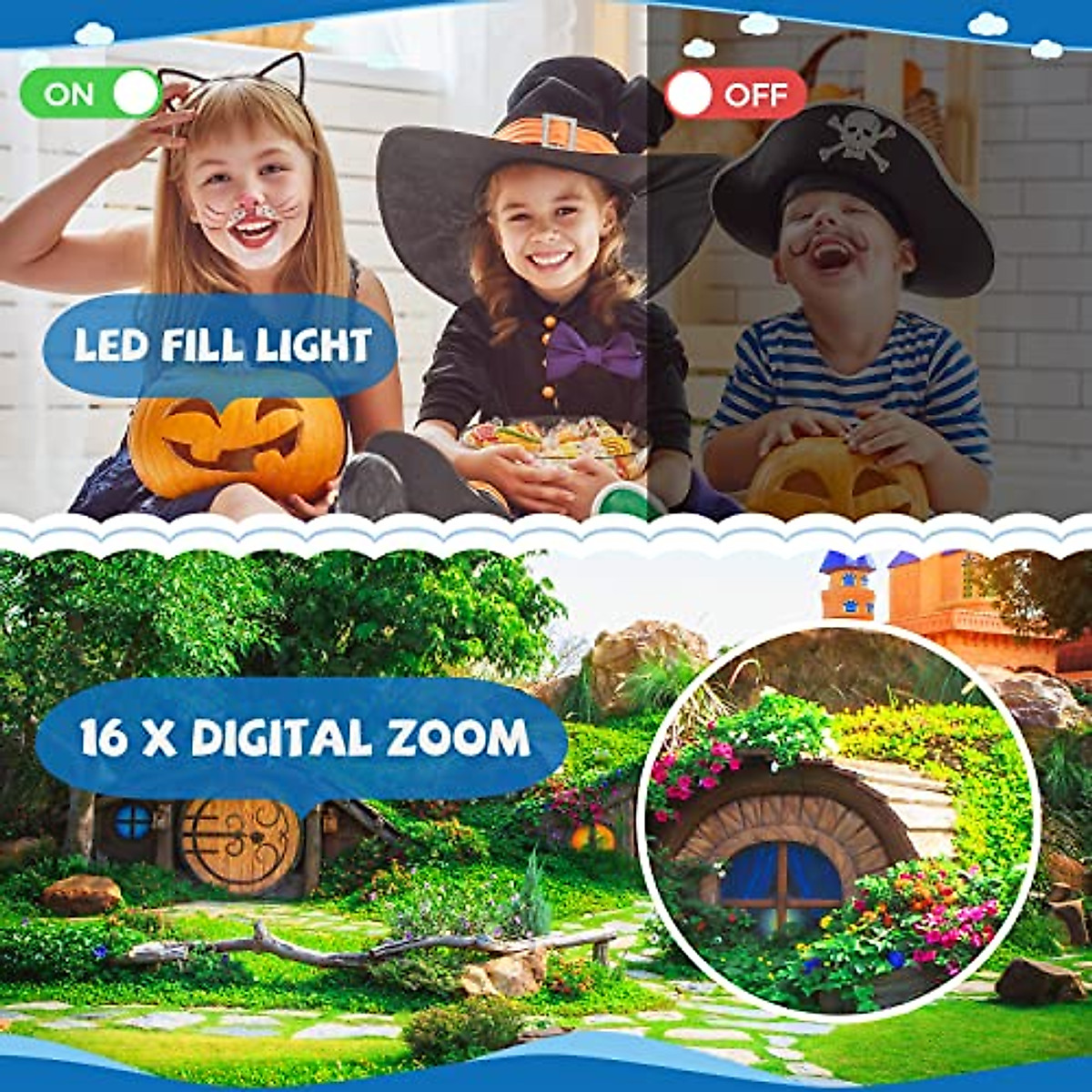Digital Camera, COZPUZHAT Mini Kids Camera FHD 1080P 36.0 MP 16X Digital Zoom LCD Screen with 32GB SD Card 2 Batteries & Charger Compact Portable Camera for Kids Students Teens Adult