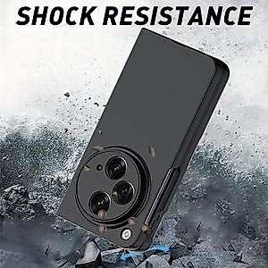 Designed for OnePlus Open Case with Screen Protectors [Hard PC Leather Slim Phone Case] [Shockproof Anti-Slip] Slim Case for OnePlus Open 2023 (Black)