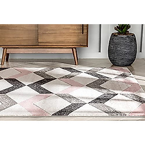 Well Woven Good Vibes Millie Blush Pink Modern Zigzag Stripes 5'3" x 7'3" 3D Texture Area Rug