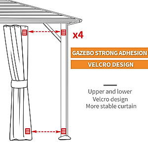 GARTOO 10' x 12' Patio Hardtop Gazebo - Outdoor Metal Hard Top with Breathable Mesh, Galvanized Steel Top Gazebo for Garden, Lawn, Outdoor Party (Black)
