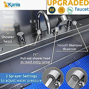 KANIS Professional Stainless Steel Dog Bathing Station - Dog Grooming Tub w/Ramp, Storage Drawer, Floor Grate & Faucet/Dog Bathtub for Large, Medium & Small Pets (50", Left RAMP - 1 Drawer)