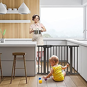 ABOIL Dog Gate for Stairs, Baby Gate for The House Doorway, 29-43 Inch Wide Auto Close Safety Child Gate Gate for Door, Pressure Mounted, No Drilling, Easy Walk Thru Pet Gates (Black)