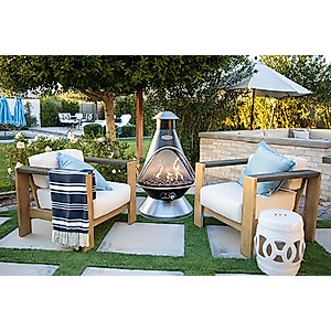 Cuisinart Chimenea Propane Fire Pit, 40,000 BTU Coated Steel Outdoor Propane Heater with Lava Rocks and Directional Heat, Adjustable Fire Pit with Safety Shutoff for Patios and More
