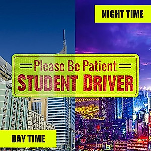 gunhunt 3 PCS Car Practice Reflective Car Tail Decals, 3.54" x 9.44" "Student Driver" Reflective Warning Body Decals, Essential Safety Accessories for Beginner Drivers (Red)