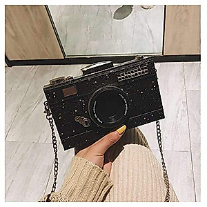 moderngenic Fashion 'Camera' Handbag, Envelope Clutch, Cross-body Shoulder Purse, Soft PU Leather Handbag for Women/Girls (Black)