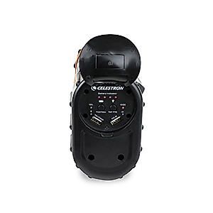 Celestron - PowerTank Lithium Pro Telescope Battery – Rechargeable Portable 12V Power Supply for Computerized Telescopes – 17 hour capacity/ 158.74Wh - Red/White LED Light - 2 USB Ports, Black(18768)
