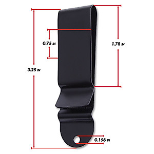 Universal Metal Belt Clip - (Black) - (w/Don't Tread On Me Engraving) - (w/Mounting Hardware) - (1 Pack) - Replacement Steel Clip for Holsters, Sheaths, Phone Cases