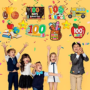 36 Pcs 100th Day of School Decorations Hanging Swirls, No-diy 100 Days of School Decorations Streams, 100 Items for 100th Day of School Foil Hanging for Kindergarten Pre-school Primary High School