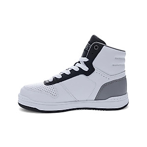 Levi's Kids Drive Hi Synthetic Leather Casual Hightop Sneaker Shoe, White/Black/Grey, 13 M