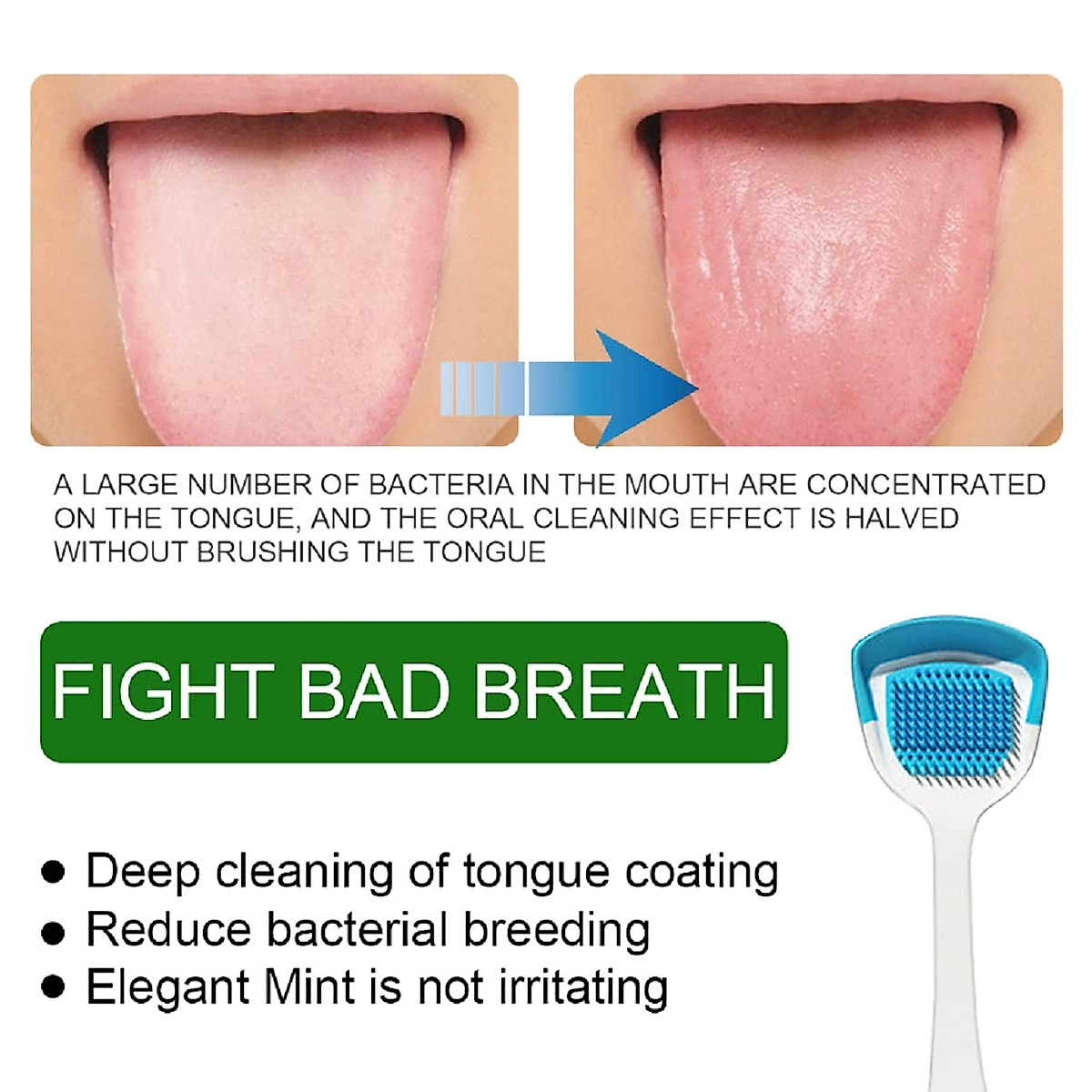 Tongue Scraper Precise Cleaning Brush Kit, Tongue Cleaning Gel with Tongue Brush, Tongue Coating Cleaning Gel Set With Soft Cleaner Brush Tongue Scrubber for Men Women (1 Pack)