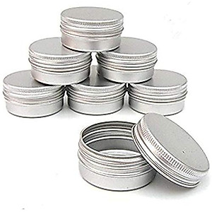 Healthcom 12 Pack 2 Oz/60ml Round Aluminum Tin Cans Screw Top Metal Lid Tins Makeup Cream Lip Balm Jars Empty Cosmetic Storage Sample Container Boxes Organization for Lip Balm Salve Crafts Spice Candles Tea Gifts,Silver