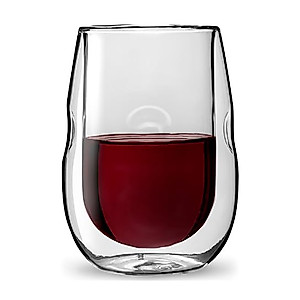 Moderna Artisan Series Double Wall Insulated Wine Glasses - Set of 4 Wine and Beverage Glasses