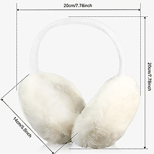 KINBOM Winter Ear Muffs, Cute Ear Muffs Winter Women Foldable Earmuffs Women Winter Earmuffs Ear Covers for Winter Cold Weather Outdoor (Creamy-White)