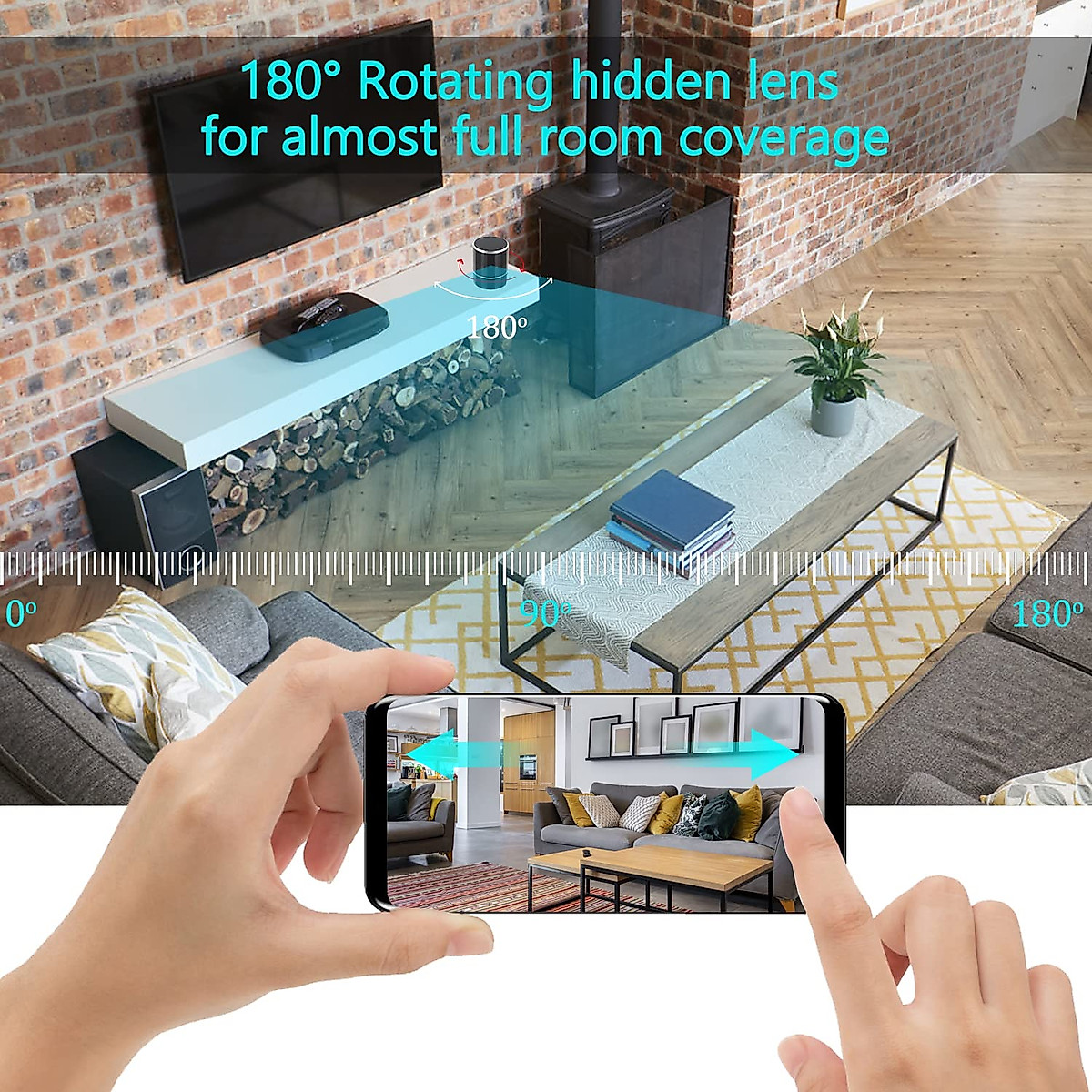 zhiroad Hidden Camera Speaker, 180° Rotating WiFi Spy Camera Hide in Bluetooth Speakers, 1080P Nanny Cam with Phone App Remote Viewing, Live Streaming, Motion Detection, Video Recording