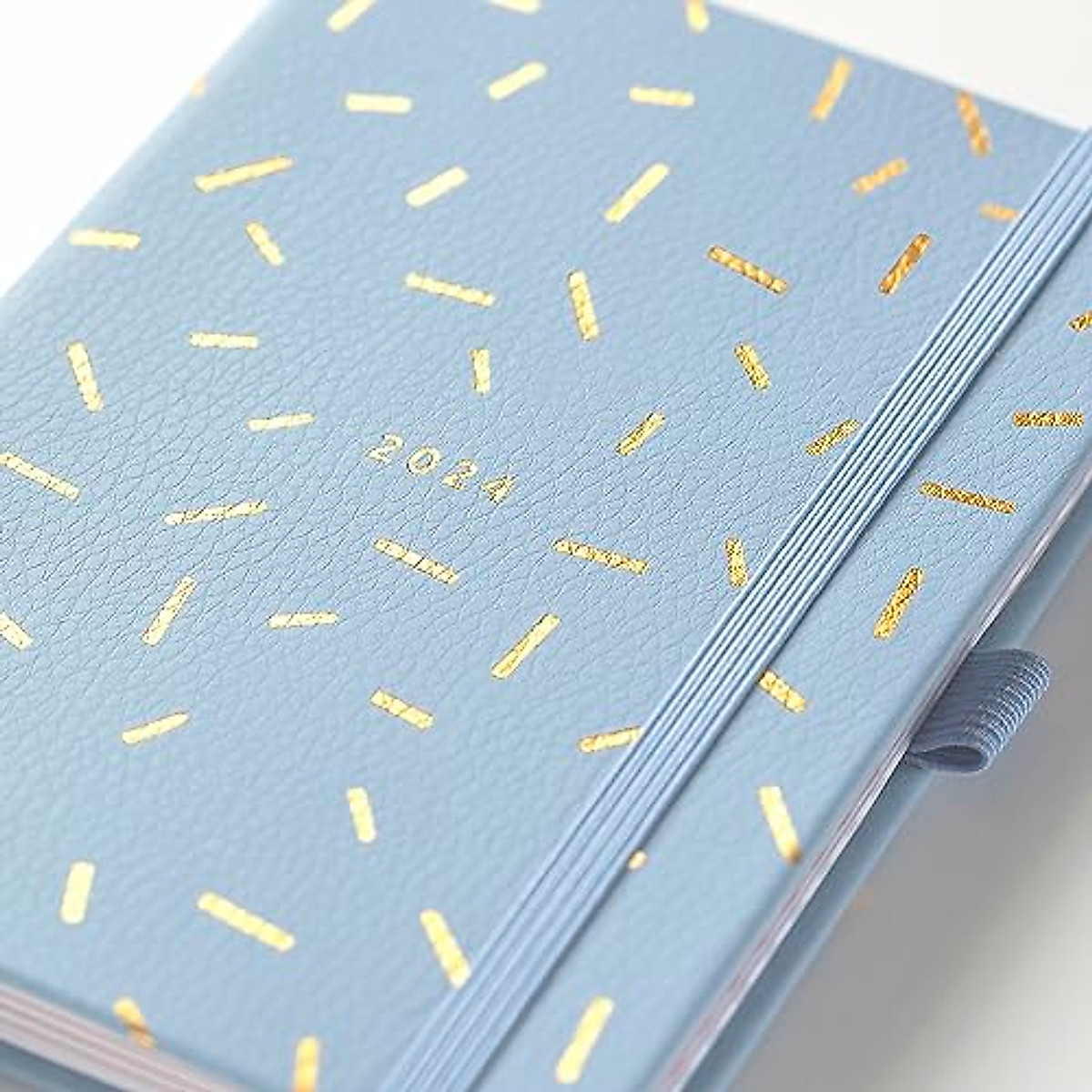 Busy B A6 To Do Diary January to December 2024 - Blue Sprinkle - Faux Leather Week to View Diary with Notes, Tear-Out Lists & Pockets