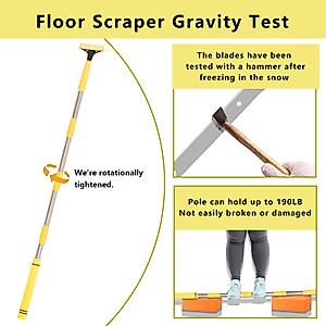 Frebuta Floor Scraper Long Handle Heavy Duty, 31 to 62In Tile Joint Scraper with 4 in 10PCS Extra Metal Blades Stainless Steels Razor Scraper Kit Cleaning Stove Top Windows Glass Tiles Wall Labels