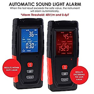 Digital EMF Tester Electric and Magnetic Field Radiation Detector Temperature Measure with Color-Screen Display and Rechargeable Battery Handheld Tool