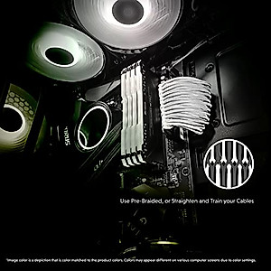 LINKUP - AVA 30cm EPS 8P(4+4) CPU ATX Motherboard PSU Power Supply Braided Sleeved Custom Mod PC Extension Cable w/Combs | Strong & Stiff Design | Single Pack | 300mm - White