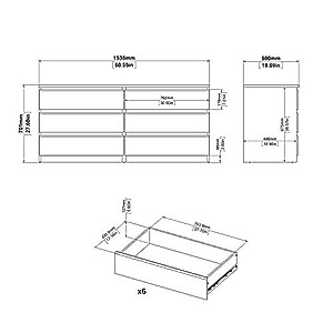 Tvilum Scottsdale 6 Drawer Double Dresser, Truffle