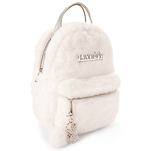Spencer's White Furry Playboy Mini Backpack